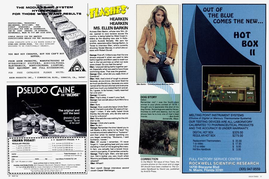 HEARKEN HEARKEN MS. ELLEN BARKIN | High Times | MAY 1982