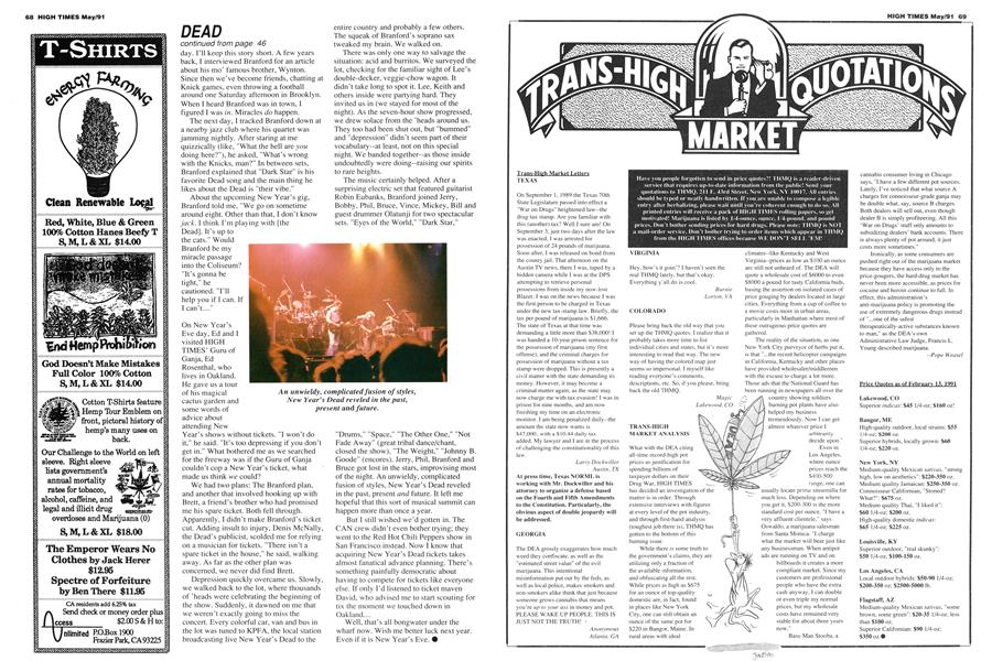 TRANS-HIGH MARKET QUOTATIONS | High Times | MAY 1991
