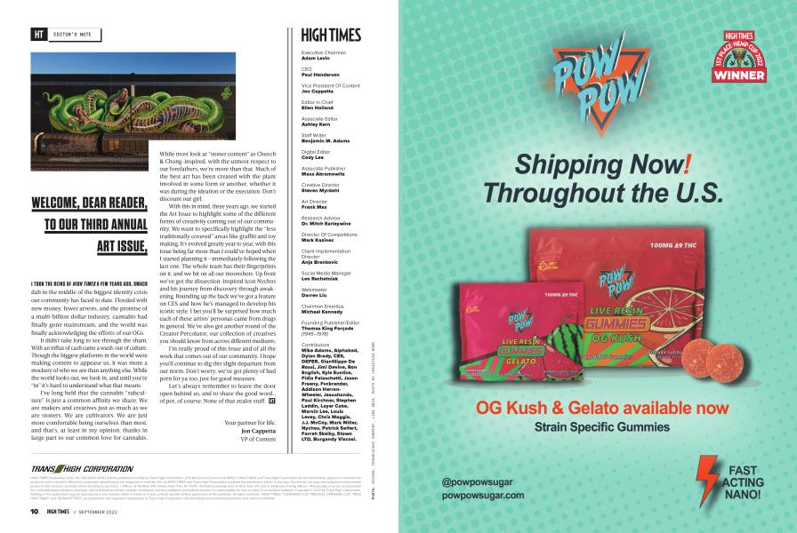 WELCOME, DEAR READER, TO OUR THIRD ANNUAL ART ISSUE, | High Times ...