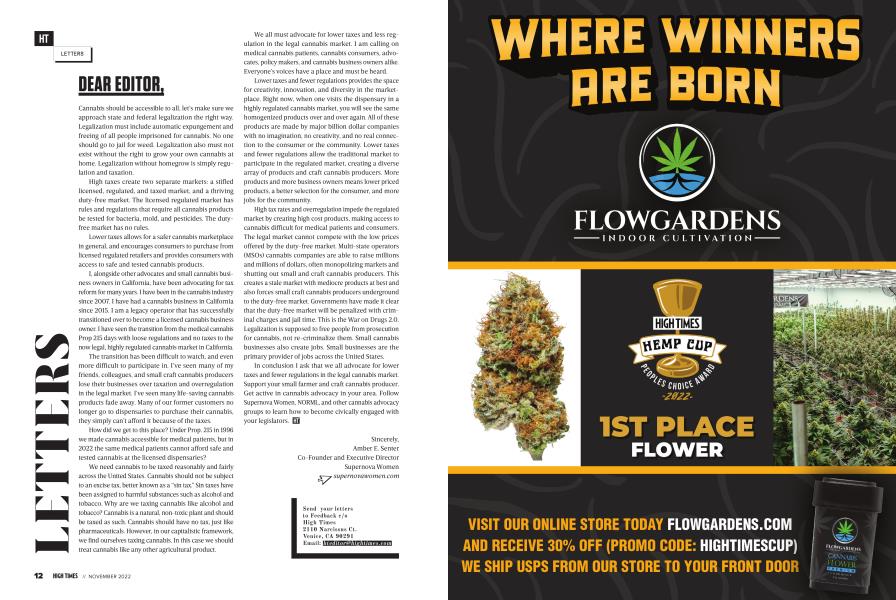 DEAR EDITOR, | High Times | NOVEMBER 2022