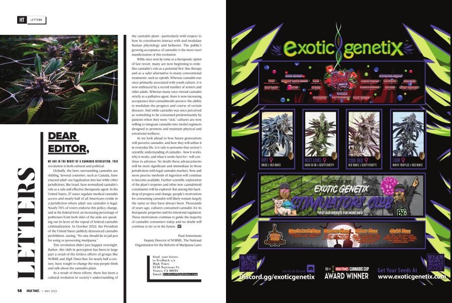 DEAR EDITOR, | High Times | MAY 2023